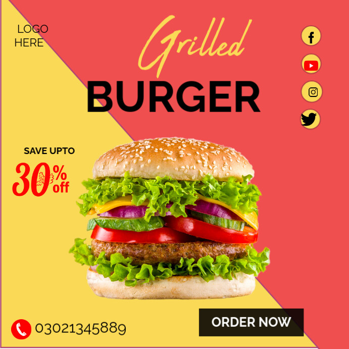 grilled burger poster Template | PosterMyWall
