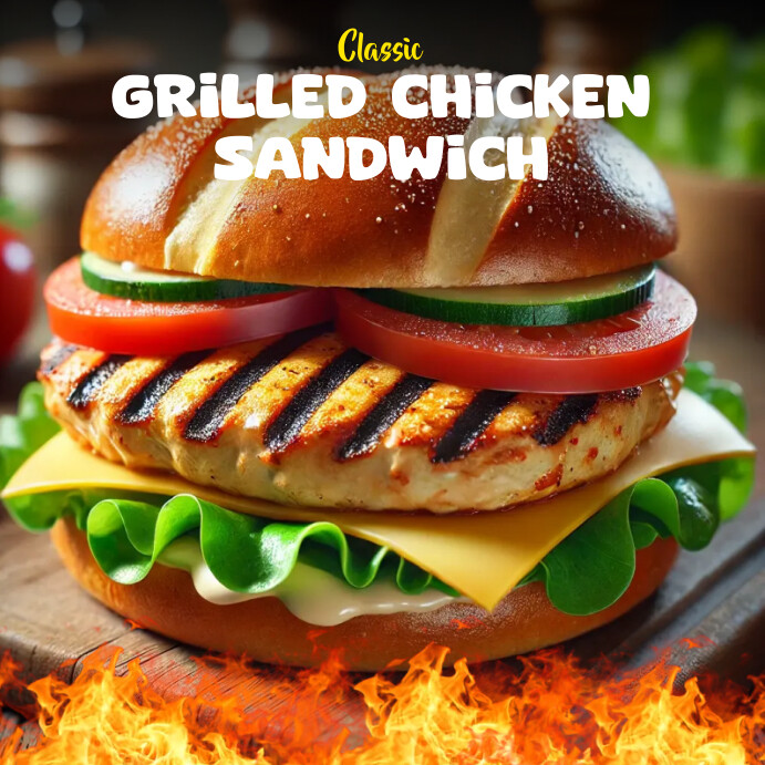 Grilled Chicken Sandwich Instagram Flyer Template | PosterMyWall