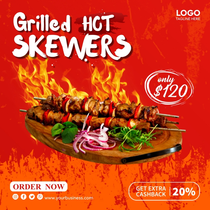 Grilled Hot Skewers Template | PosterMyWall