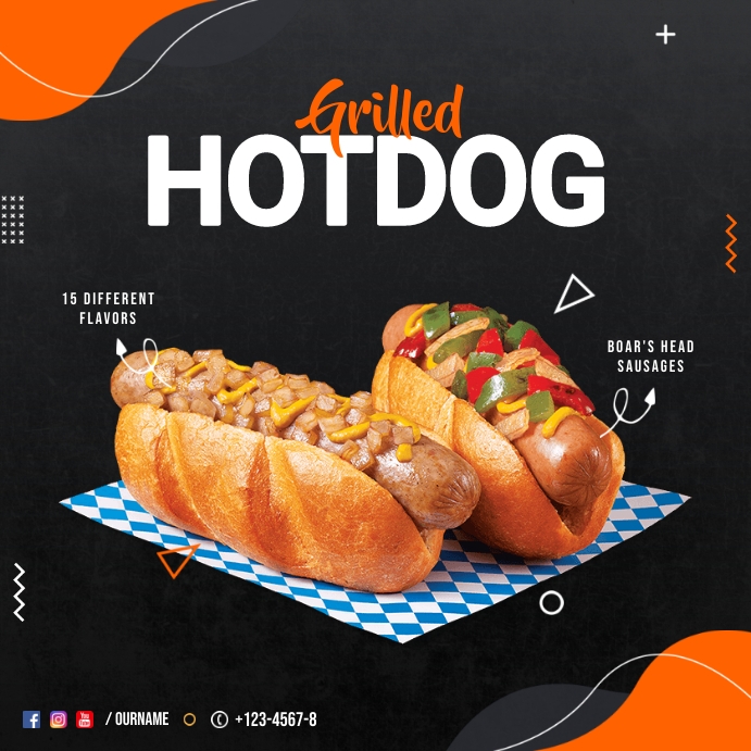 Grilled Hotdogs with Toppings Social Media Ad Template | PosterMyWall