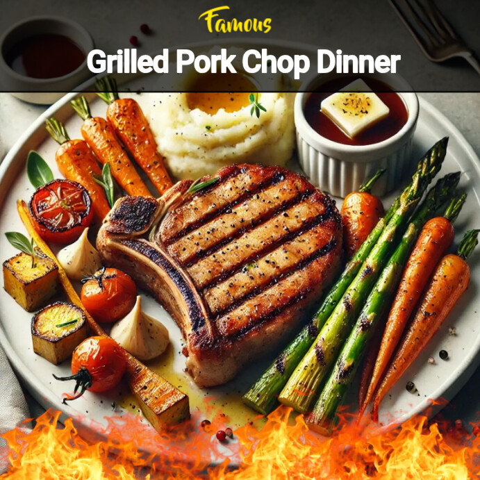 Grilled Pork Chop Dinner Template | PosterMyWall