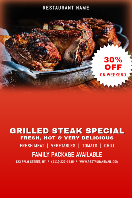 GRILLED STEAK Template | PosterMyWall