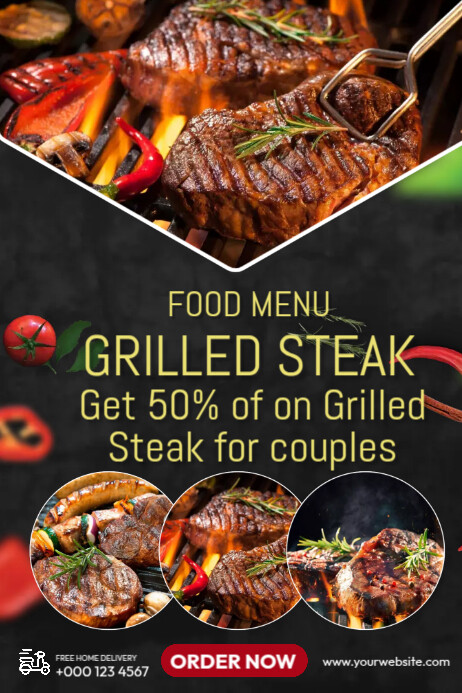 Grilled Steak Menu Ads Templat | PosterMyWall