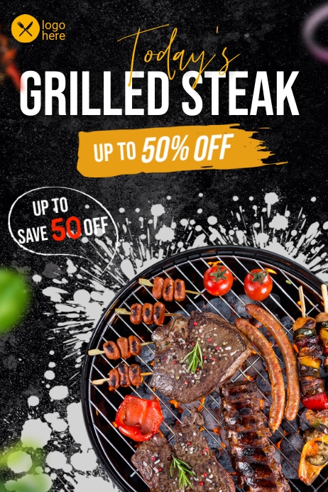 Plantilla de Grilled Steak Menu | PosterMyWall