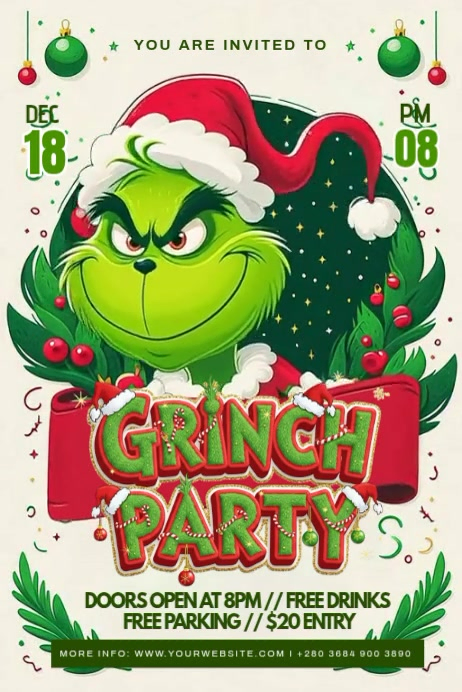 Grinch Bar Party Video Template | PosterMyWall