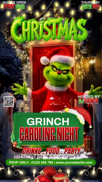 Grinch Caroling Night Template | PosterMyWall
