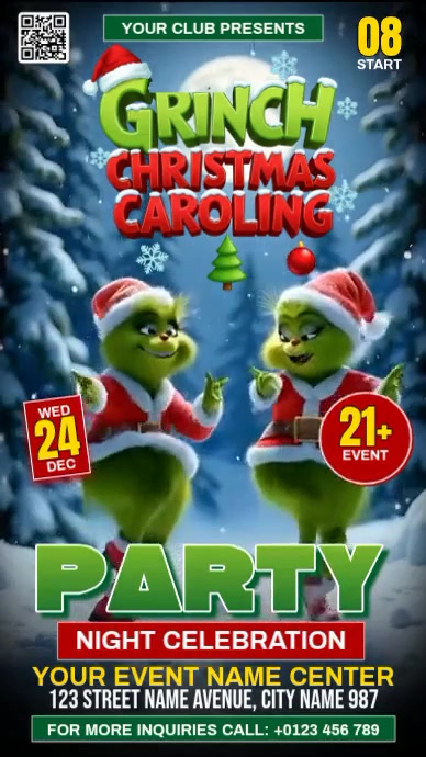 Grinch Christmas Caroling Template | PosterMyWall