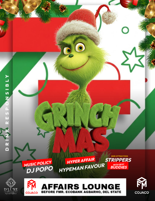 Grinch Christmas Club Flyer Template | PosterMyWall