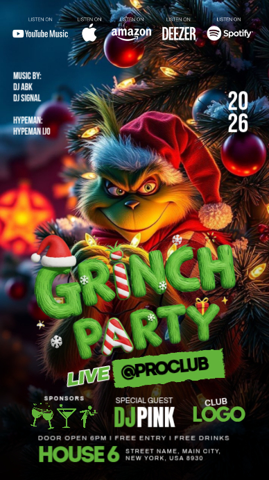 Grinch Christmas Party Template | PosterMyWall