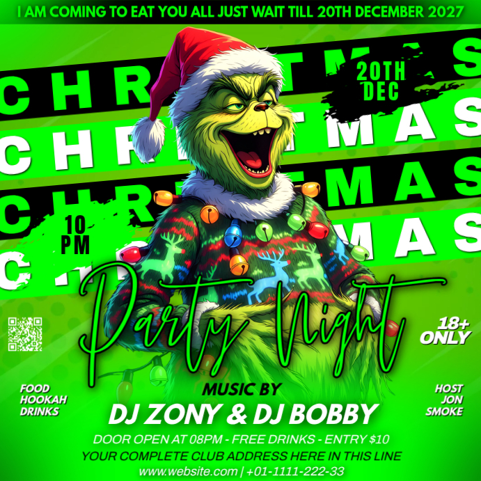 Grinch Christmas Party Flyer 2025 | I Am Coming To Eat You All ...