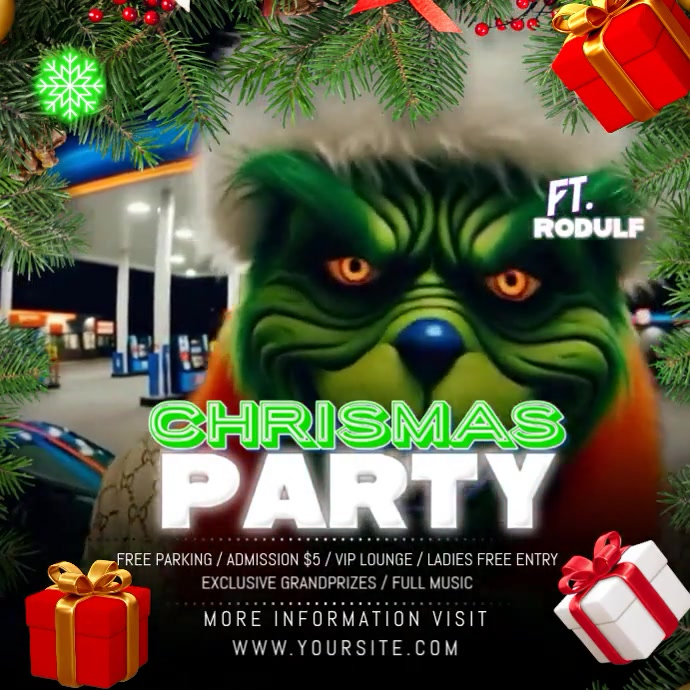 Grinch Christmas Party with Rodulf Template | PosterMyWall