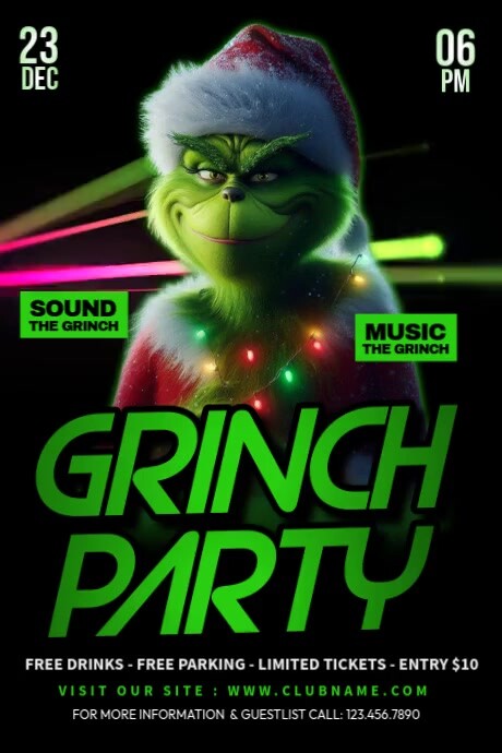 Grinch Club Party Ads Template | PosterMyWall