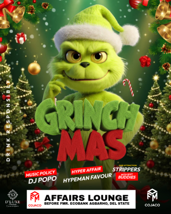 Grinch Holiday Night Flyer Template | PosterMyWall
