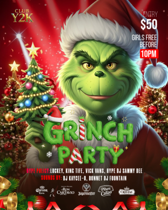 Grinch Holiday Party Flyer Template | PosterMyWall
