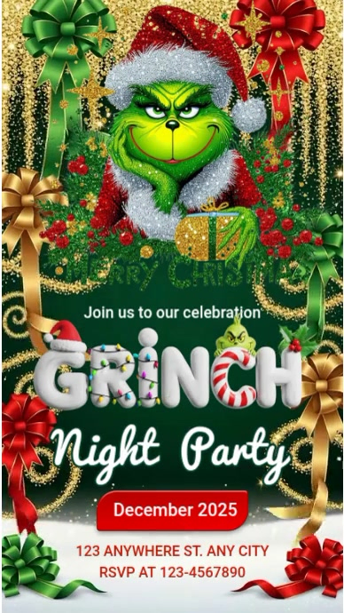 Grinch Night Party Celebration Template | PosterMyWall