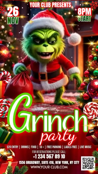 Grinch Party Template | PosterMyWall