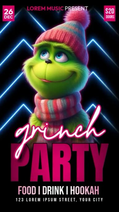 Grinch Party Flyer Template | PosterMyWall