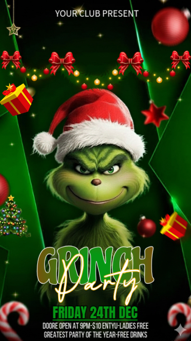 Grinch party flyer Template | PosterMyWall