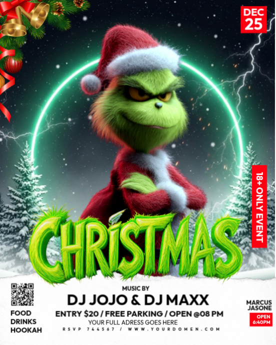 Grinch Party Night Flyer Template | PosterMyWall