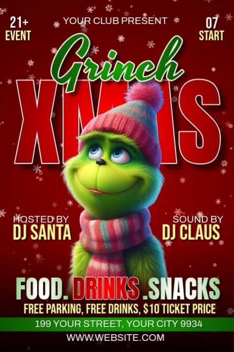 Grinch Xmas Party Template | PosterMyWall
