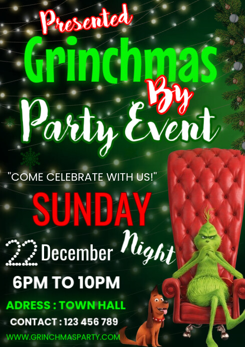 grinchmas party event Template | PosterMyWall