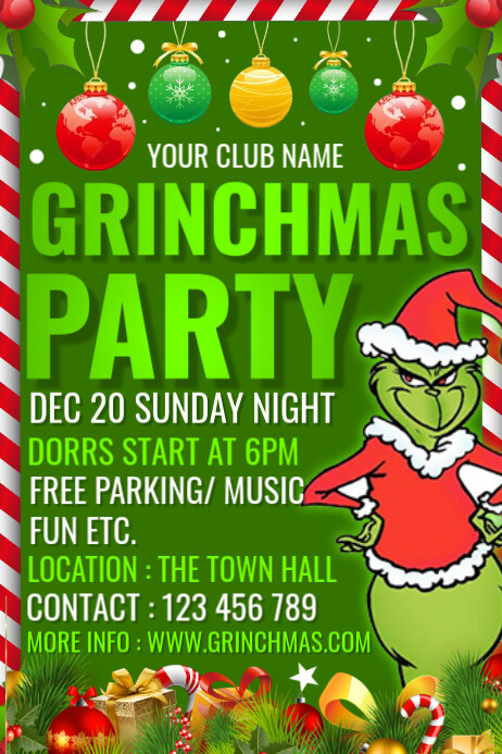 Plantilla de grinchmas party flyer | PosterMyWall