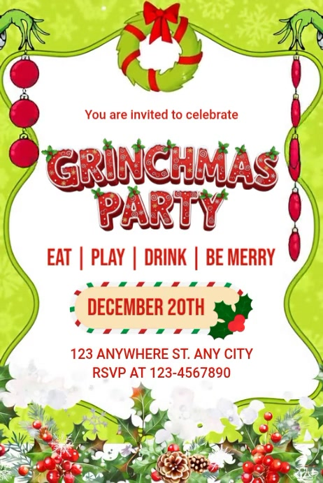 Grinchmas Party Flyer Template | PosterMyWall