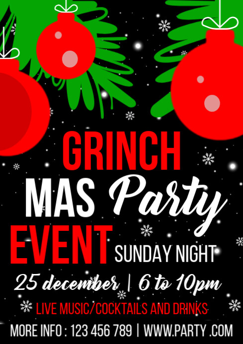 grinchmas party flyer design Template | PosterMyWall