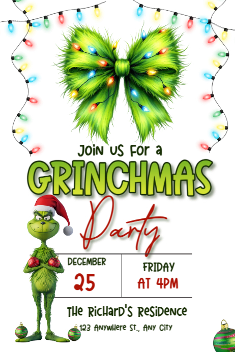 Grinchmas Party Invitation Template | PosterMyWall