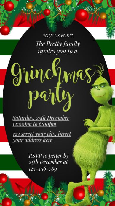 grinchmas party invitation Template | PosterMyWall