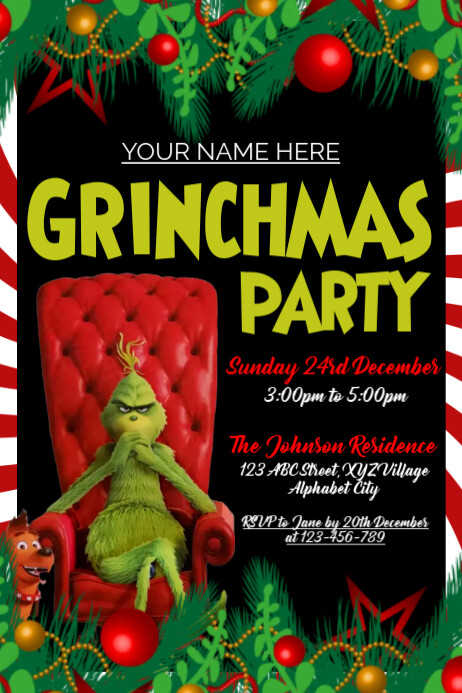 Grinchmas Party Invitation Poster Template | PosterMyWall