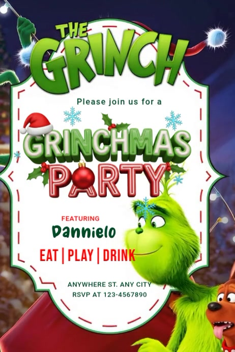 Grinchmas Party Night Invitation Template | PosterMyWall