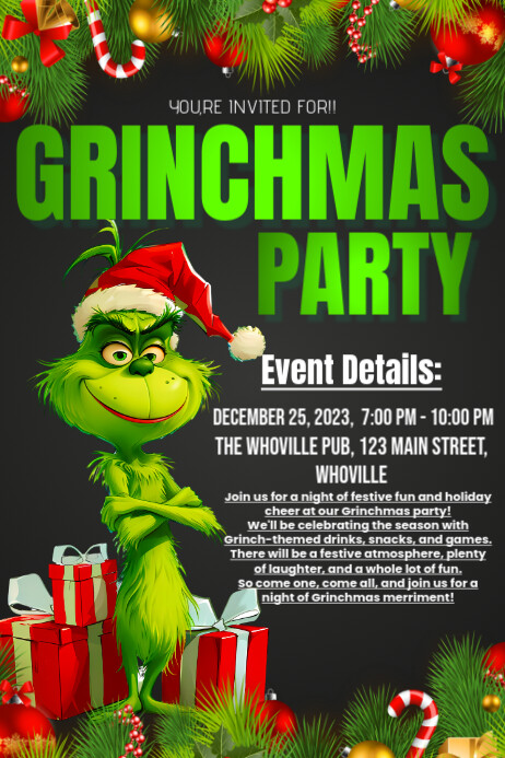 Grinchmas Party Poster Template | PosterMyWall