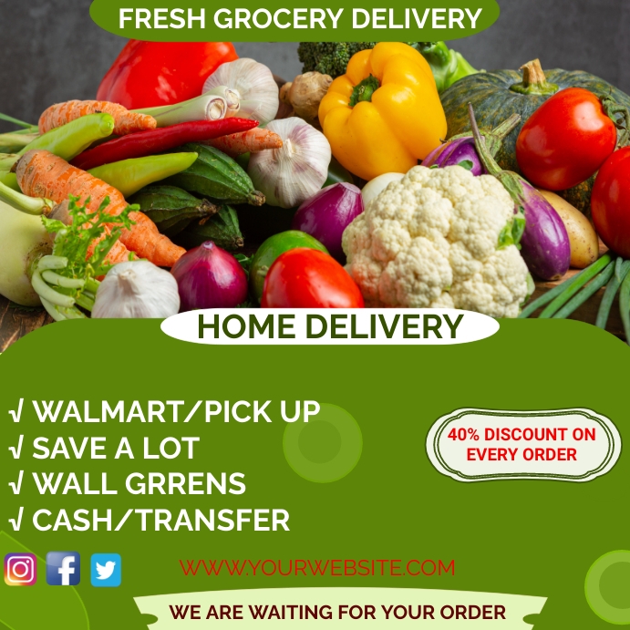 Grocery store and and delivery flyer Template | PosterMyWall