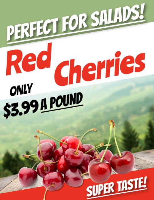 GROCERY STORE RED CHERRIES SALE Template | PosterMyWall