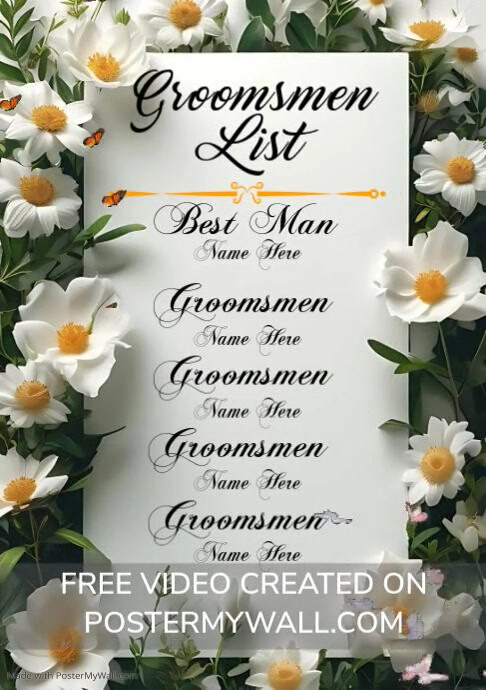 Groomsmen List Flyer Template | PosterMyWall