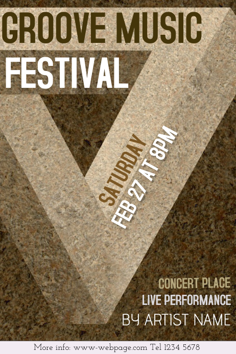 groove music concert or festival poster template - brown | PosterMyWall