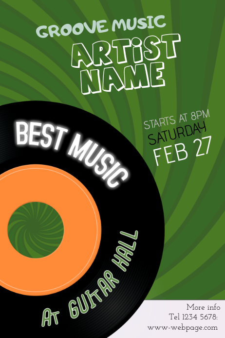 groove music event poster template - green | PosterMyWall