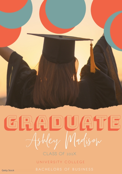 Plantilla de Groovy Graduation Photo Announcements | PosterMyWall