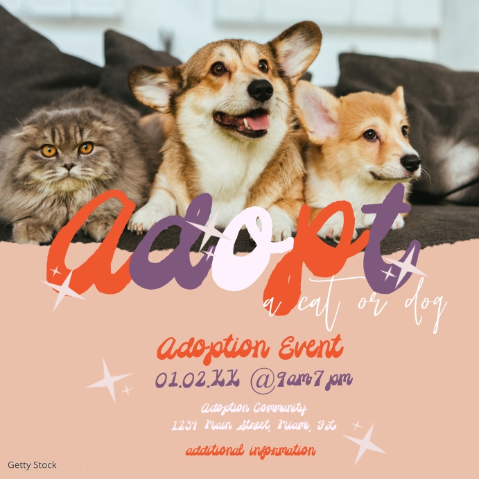 Groovy Pet Adoption Ad Template | PosterMyWall