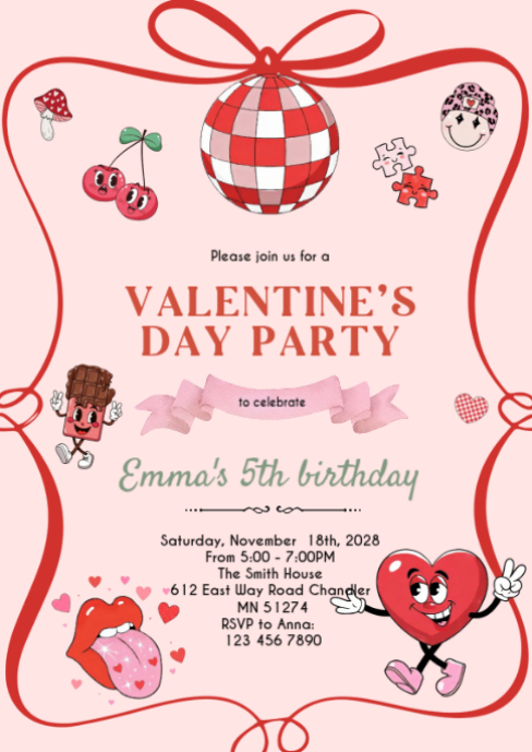 Groovy valentine party Invitation Template | PosterMyWall