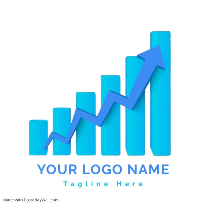 Growing Blue Graph Logo Template | PosterMyWall