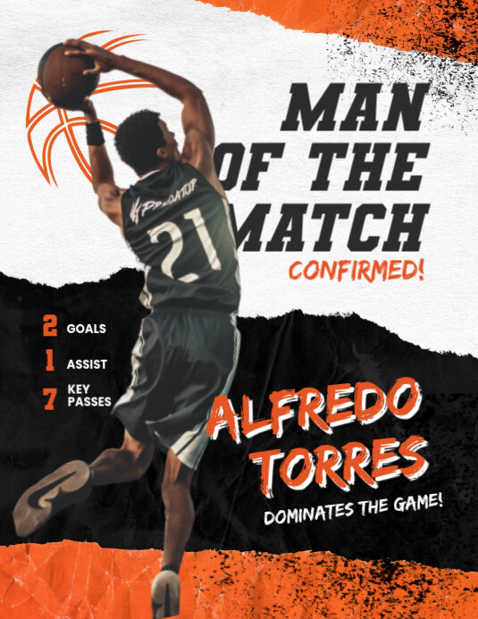 Copy of Grunge Basketball Player Of The Match Pamflet (letter As ...