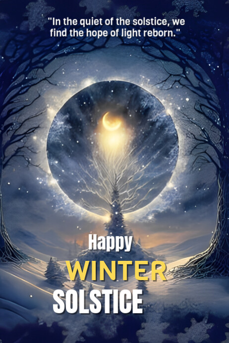 Grunge Black Background Illustrative Happy Winter Solstice Poster ...