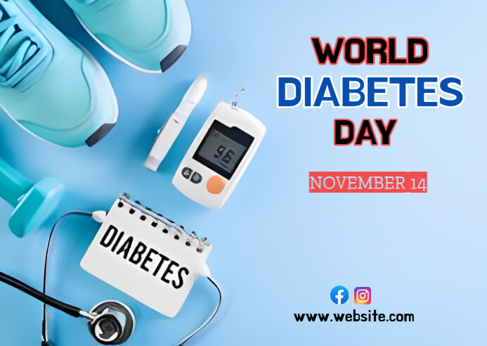 Copy of Grunge Blue Background Maximalist World Diabetes Day Postcard ...