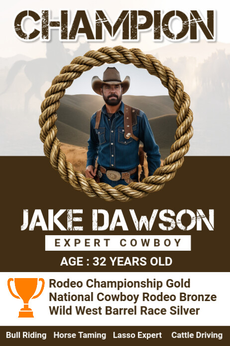 Grunge Cowboy Cv Poster Template | PosterMyWall
