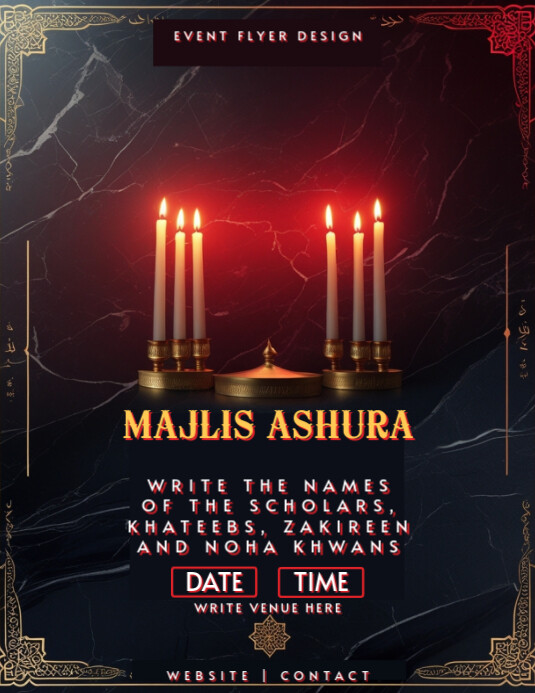 Copy of Grunge Elegant Ashura Majlis Invitation Islamic Flyer (us ...