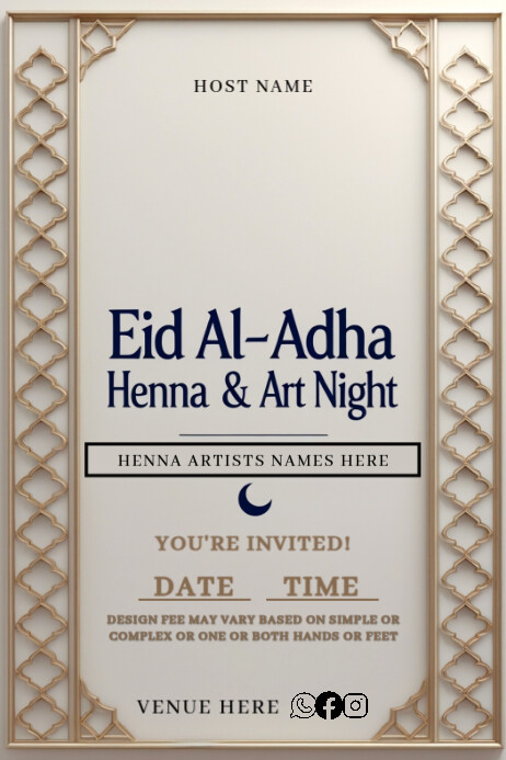 Modèle Grunge Elegant Eid Henna & Art Night Poster With Gold Motifs ...
