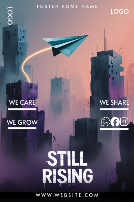 Grunge Foster Care Poster – Teen Strength And Rising Paper Plane ...