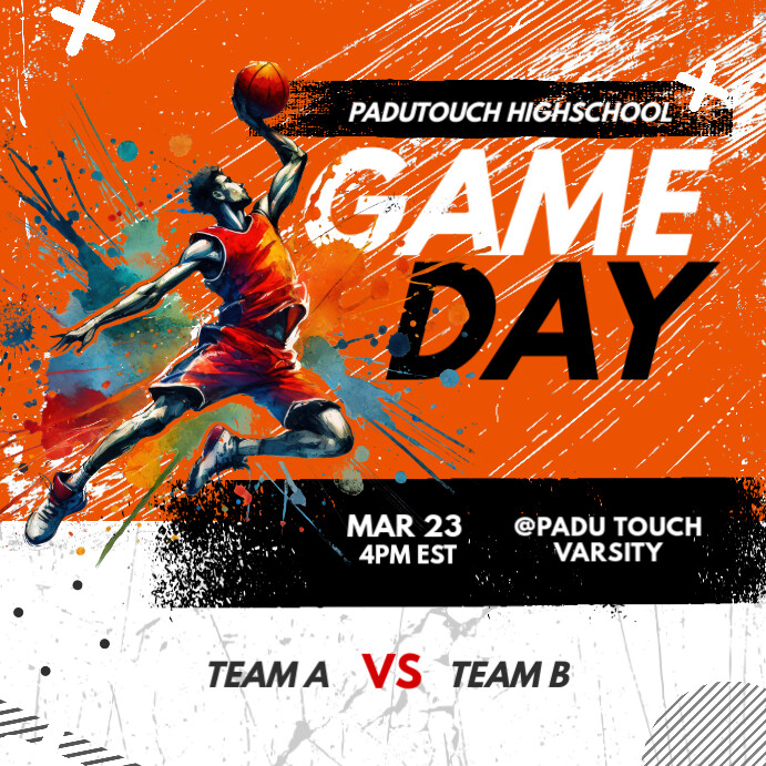 Copy of Grunge Game Day Basketball Poster Facebook Instagram Post ...